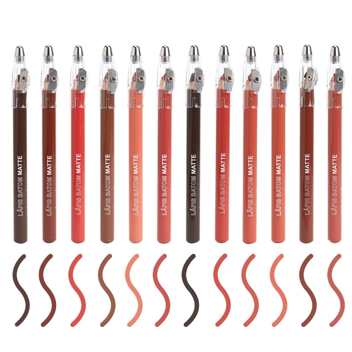 Kit 12 Lápis Batom Matte Labial Vivai