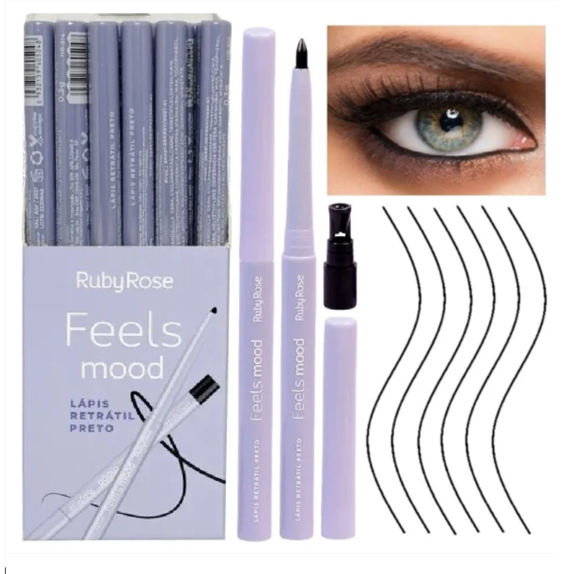 Box 24 Lápis Retrátil Feels Mood Preto Ruby Rose